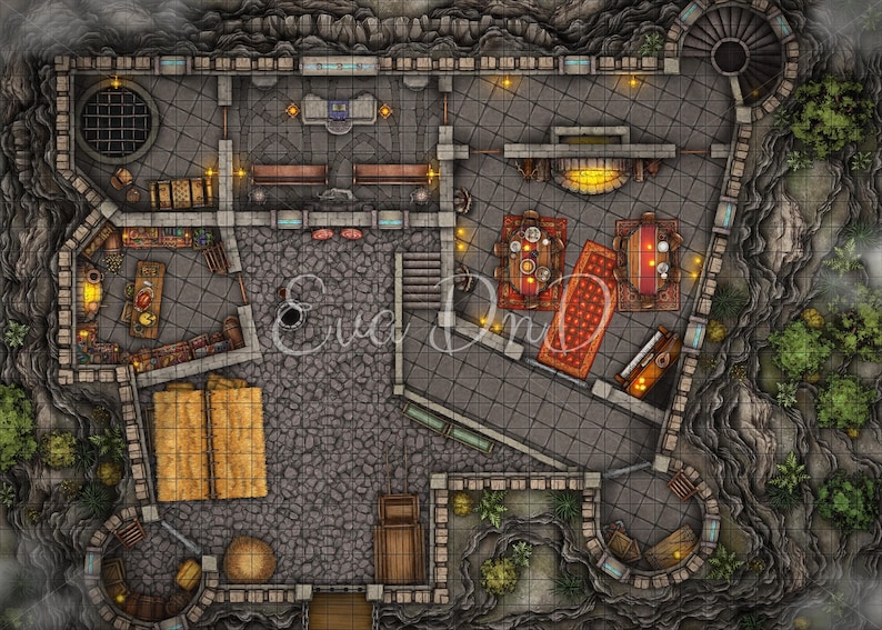 Dnd Mountain Cliff Fortress Castle Hold Battle Map - Etsy