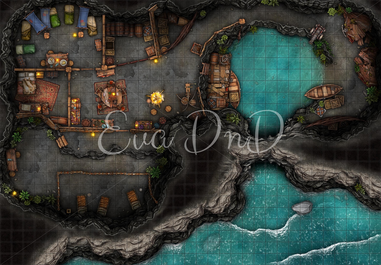 Dnd Pirate Cove Hideout Battle Map - Etsy