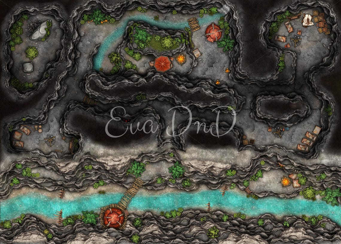Dnd Gorge Caves Battle Map - Etsy