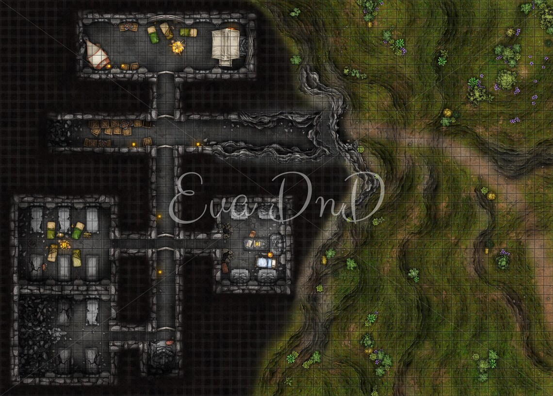 Dnd Dwarven Crypt Bandit Camp Battle Map - Etsy