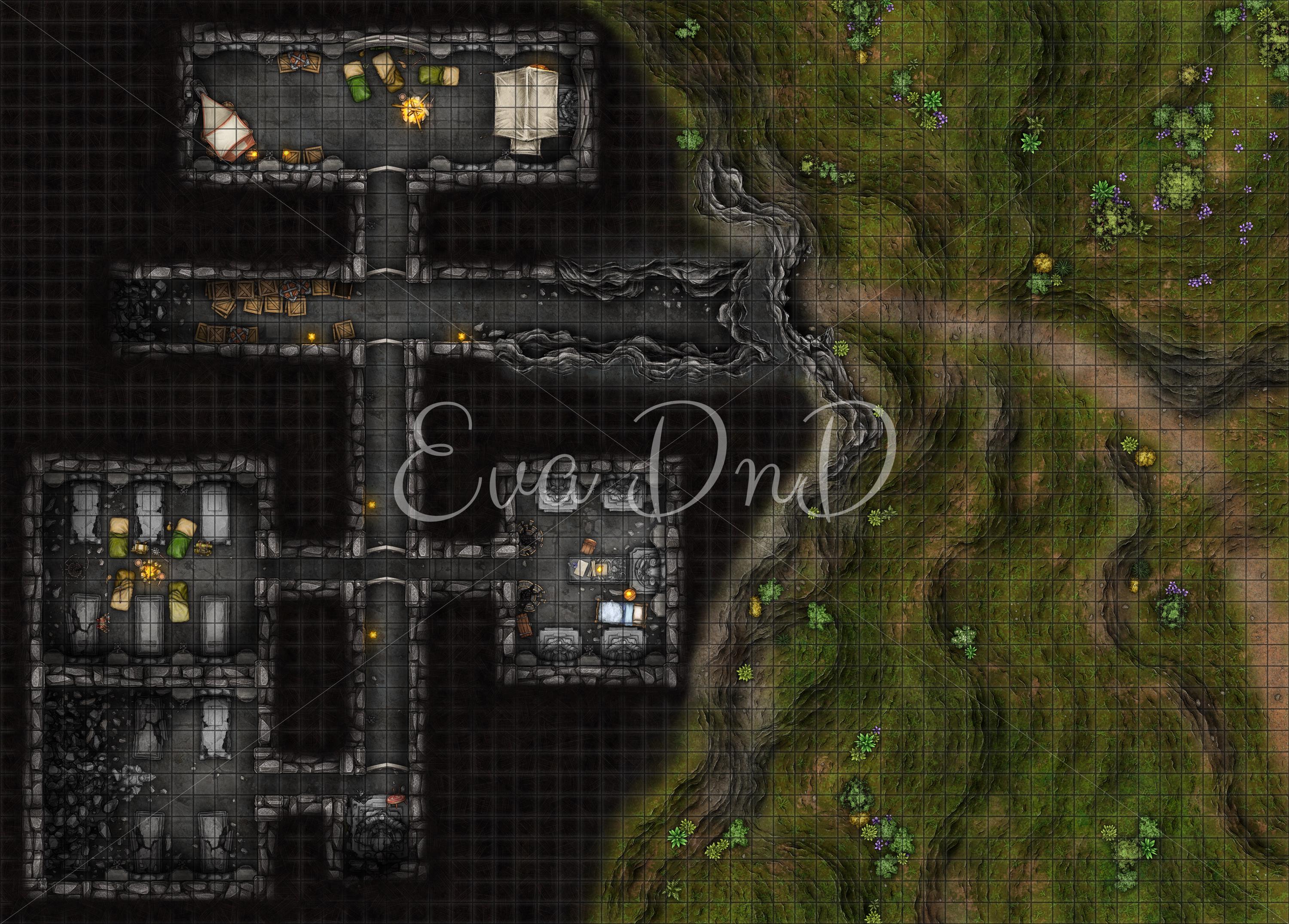 Dnd Dwarven Crypt Bandit Camp Battle Map - Etsy