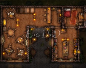 The Long Tabled Inn, Dnd Tavern Map, D&D Inn Map, Dungeons and Dragons Digital Print, RPG ...
