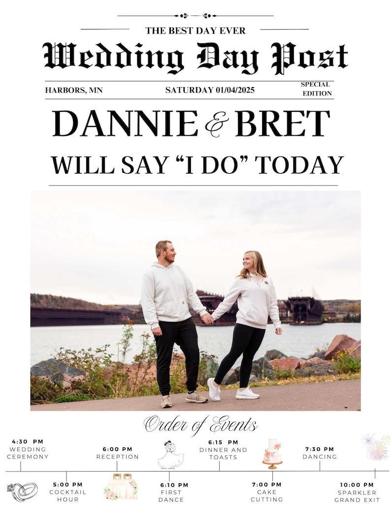 Wedding Newspaper Template, Wedding Newspaper Club, Wedding Program ...