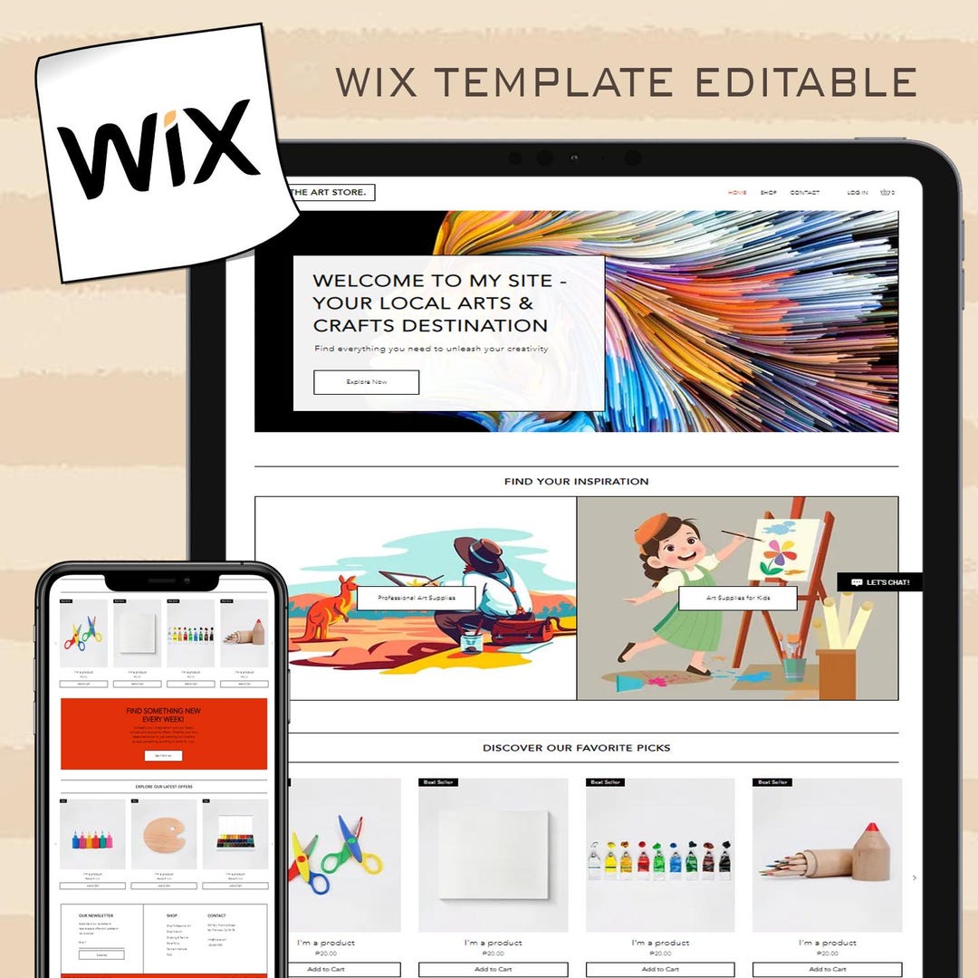 Wix Website Template for Arts Crafts - Website Design - Blogger Website ...