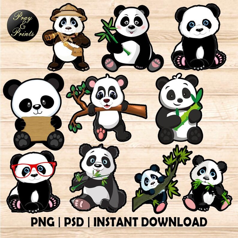 Panda Bear Cute Animal Forest Illustration, Digital Print, Printable ...