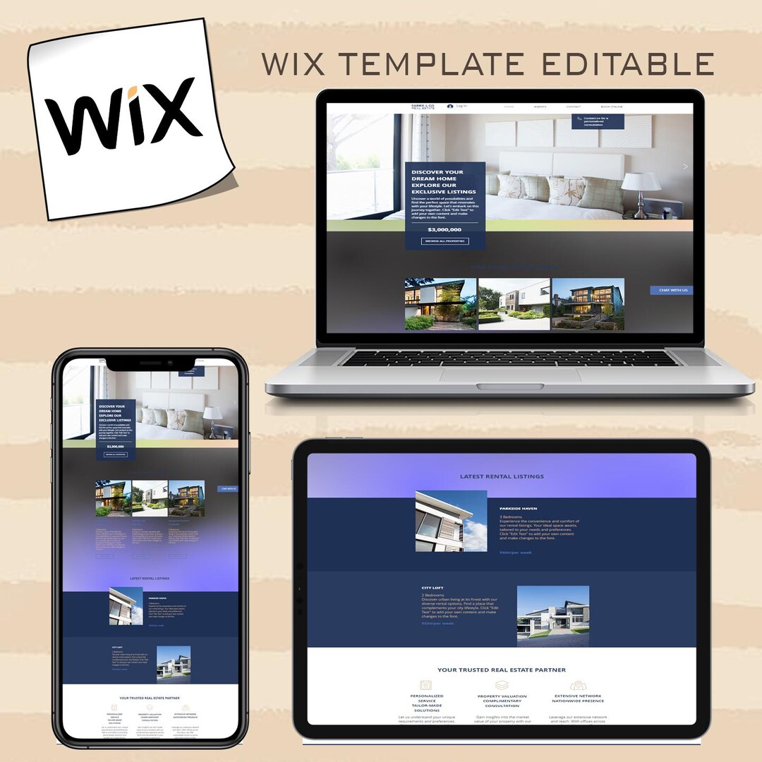 Wix Website Template for Real Estate Firm Properties - Website Design ...
