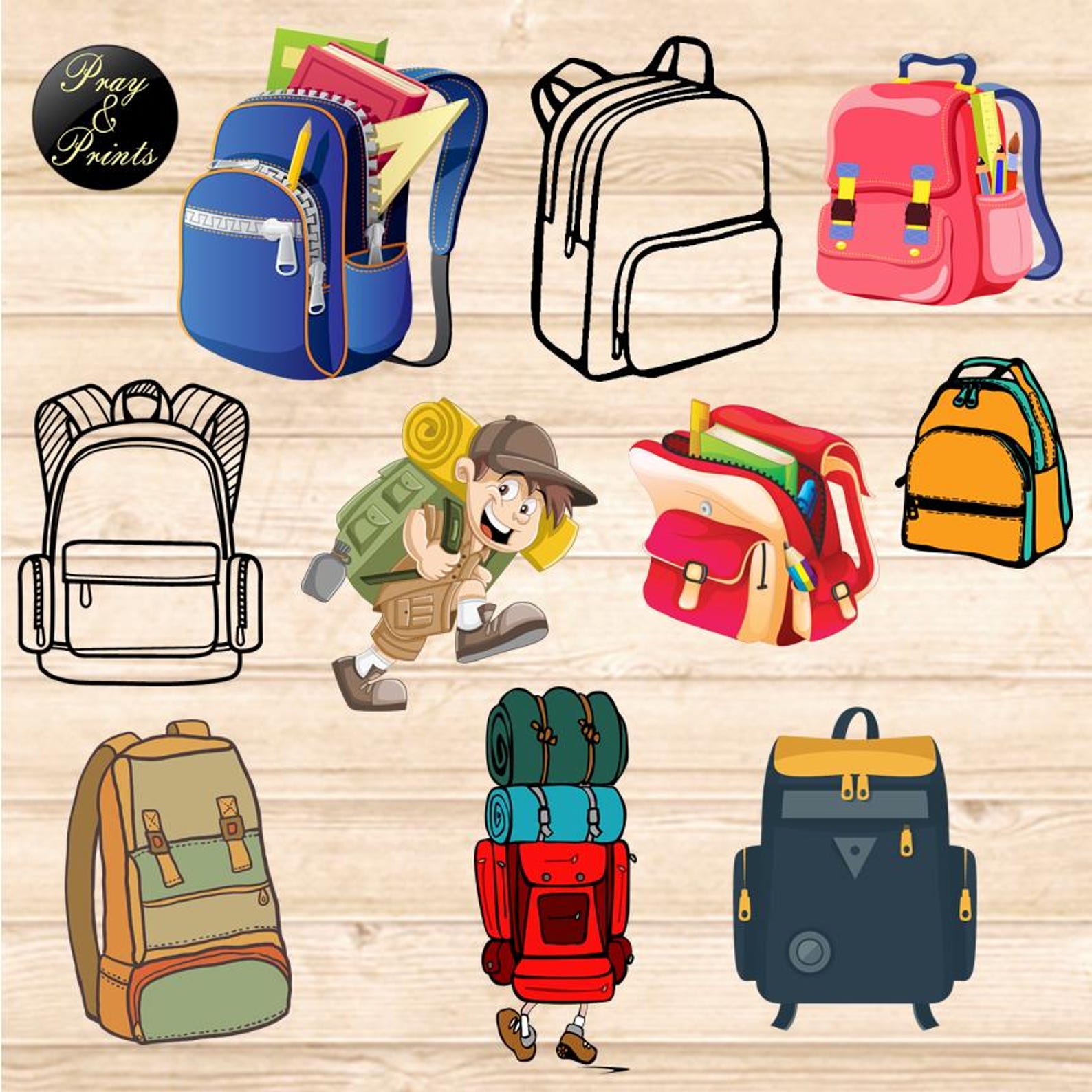 Backpack Bag School Transparent Clipart, Digital Print, Printable ...