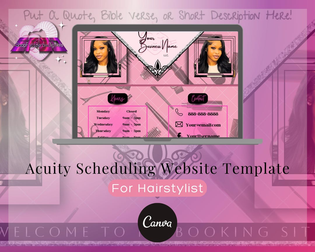 Pink Acuity Scheduling Website Template for Hair Stylists | Canva ...