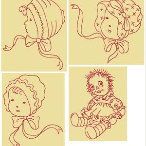 EMBROIDERY DESIGN PACK - Redwork Vintage Children Embroidery- 19 ...