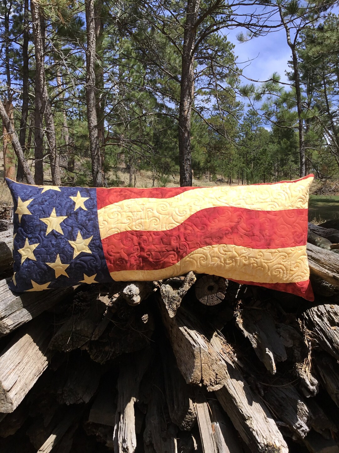 Stars and Stripes Bench Pillow Pattern - PDF Quilt Pattern - Flag Quilt ...