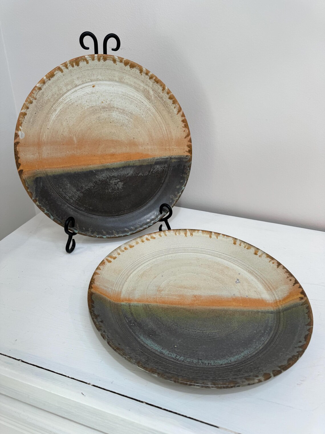Gorgeous Vintage Pair of Studio Pottery Plates Mid-century Mod Style - Etsy