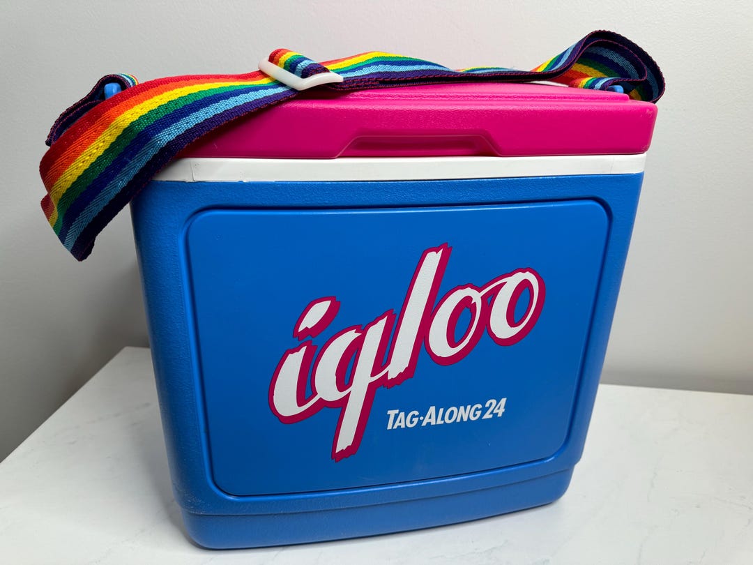 Vintage Igloo Tag Along 24 Cooler With Rainbow Strap and Original ...