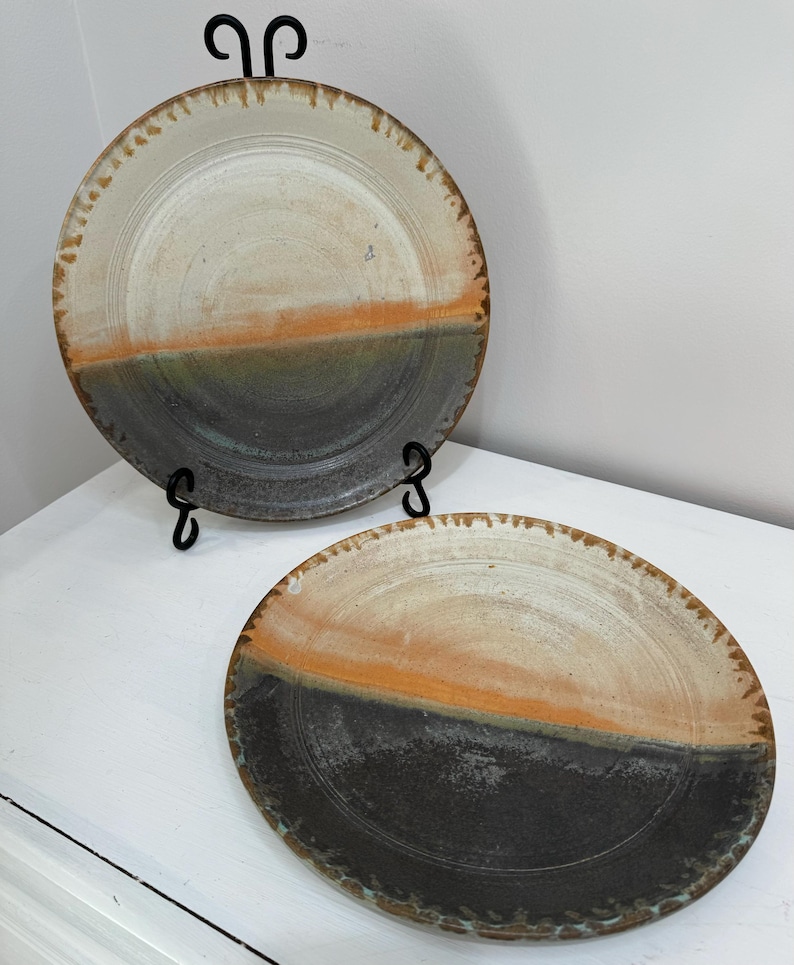 Gorgeous Vintage Pair of Studio Pottery Plates Mid-century Mod Style - Etsy