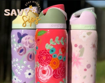Flower Wrapped Personalized 32oz Owala Tumbler, Engraved Insulated ...
