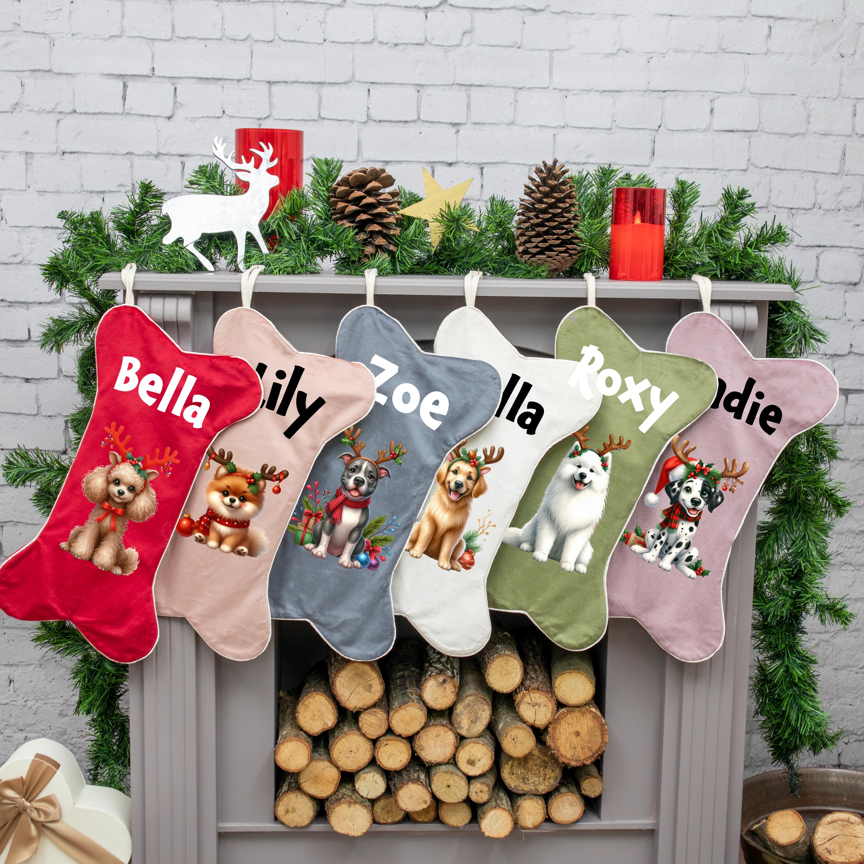 Personalized Dog Breeds Christmas Stocking, Custom Name Pet Stocking ...