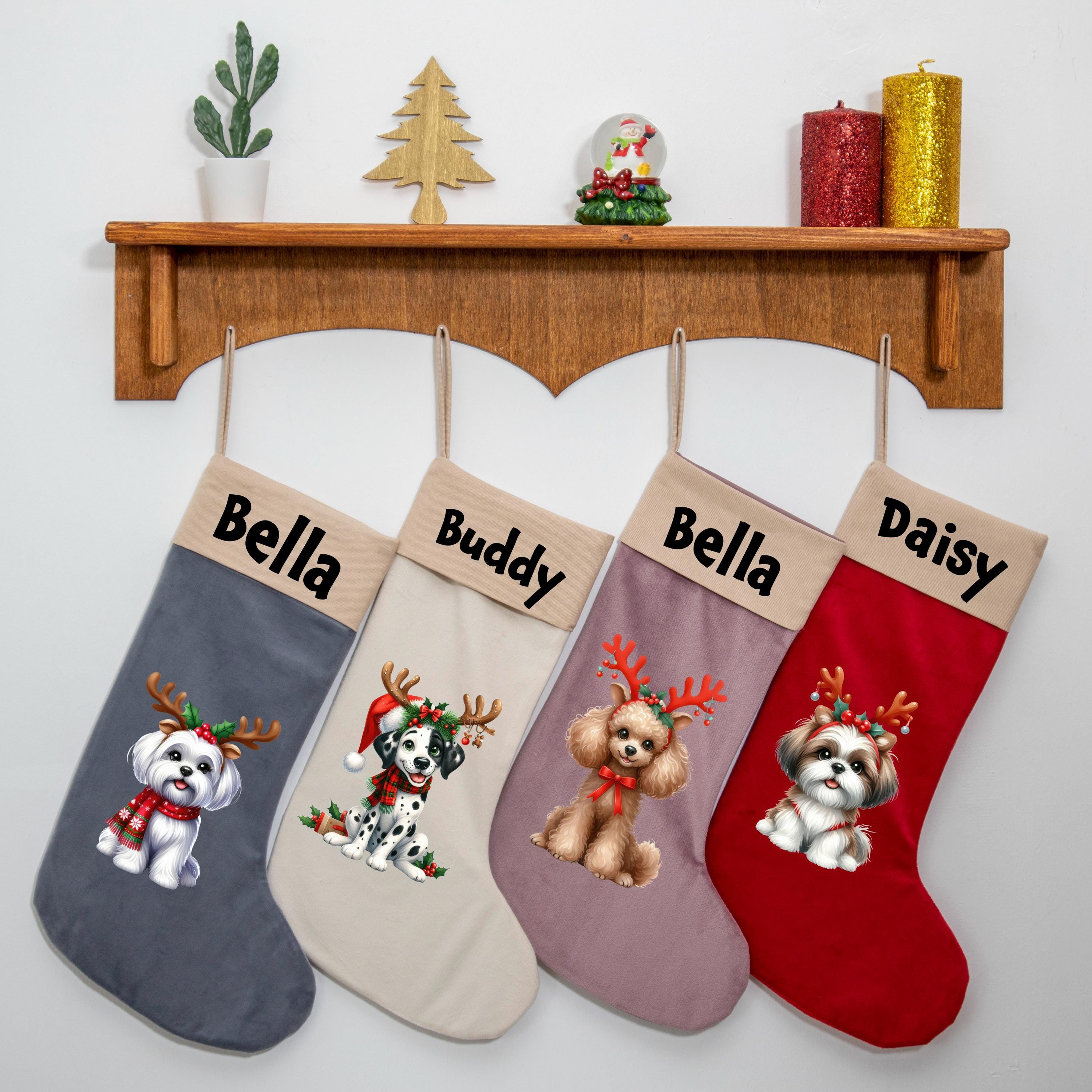Personalized Dog Breeds Christmas Stocking, Custom Name Pet Stocking ...
