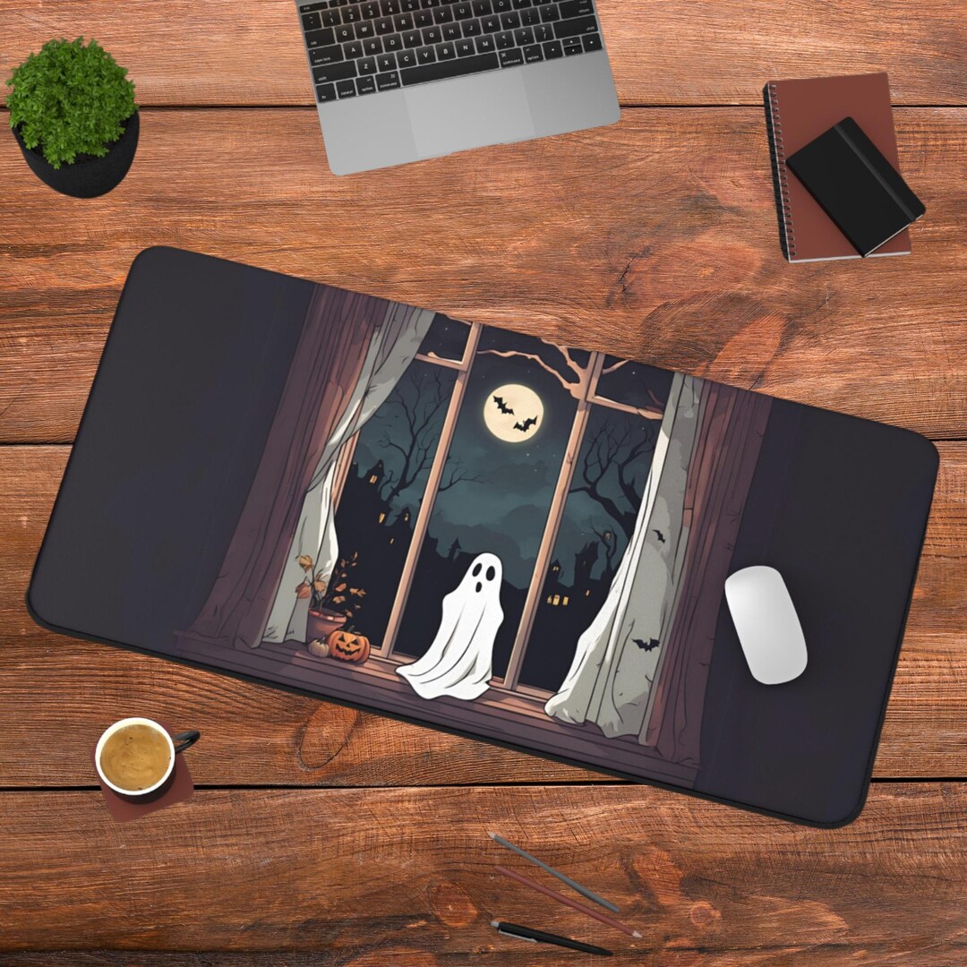 Enchanted Mystic Cute Ghost Desk Mat for Halloween, XXL Spooky Gaming ...