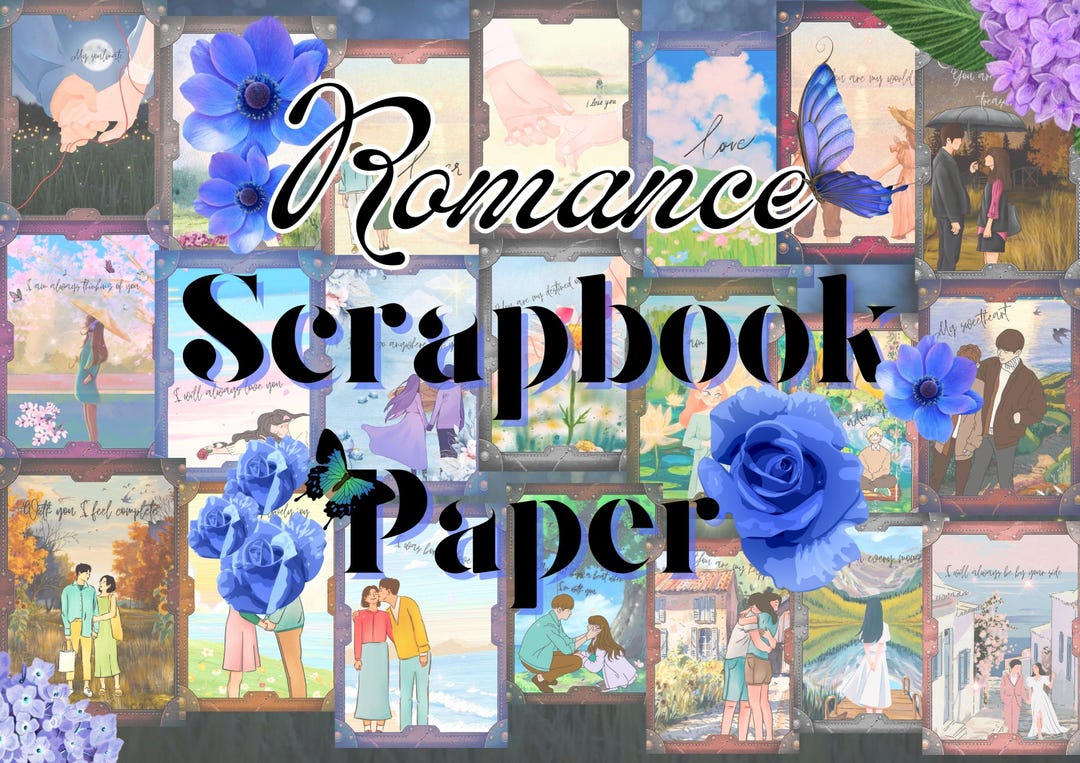 Romantic Love Digital Scrapbook Paper Pack – 22 Pages of Romantic ...