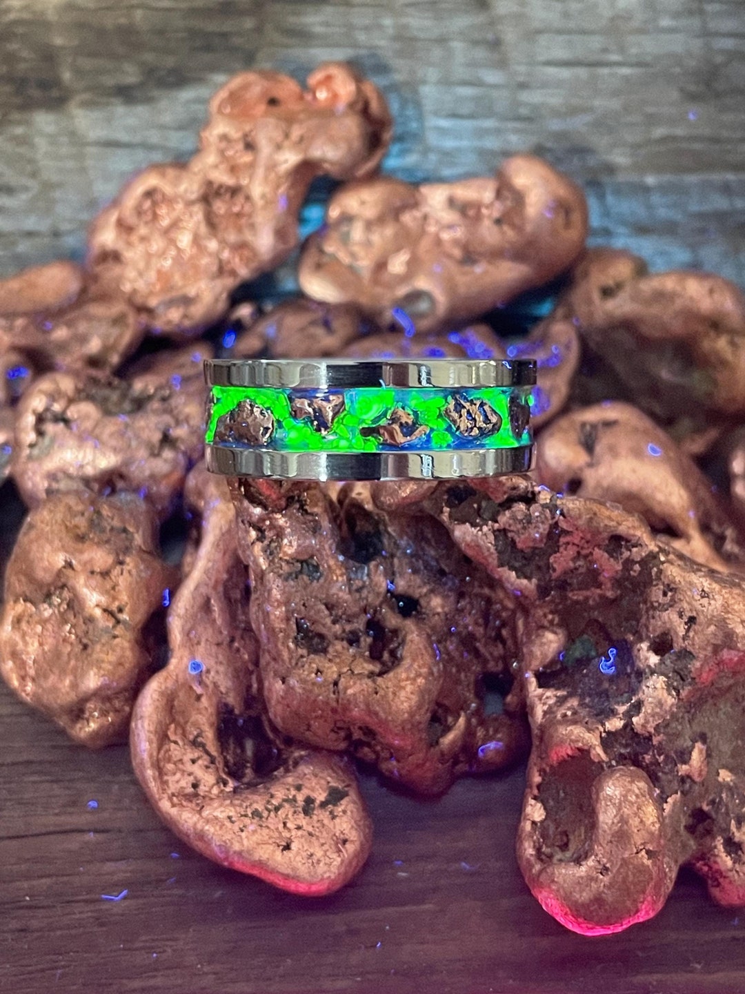 UV Willemite Fluorescent, and Native Copper Ring - Etsy