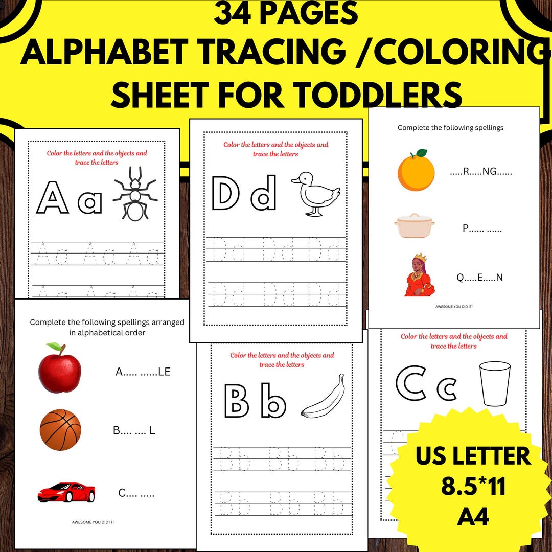 Alphabet Tracing, Coloring, Activity Worksheet for Children, Busy Book ...