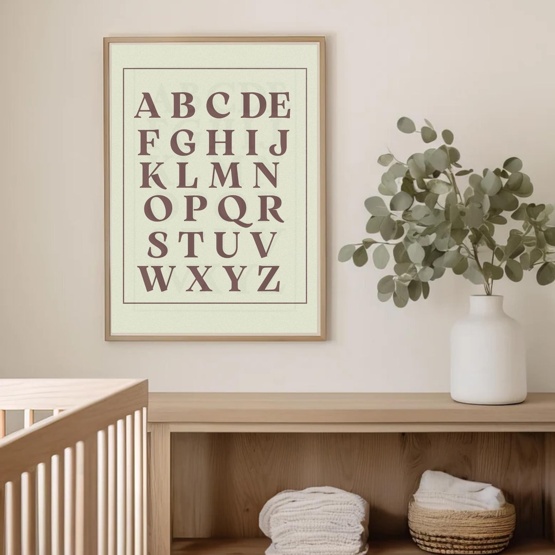 Vintage Alphabet Poster Print Nursery Neutral Art, Illustration Abcs ...