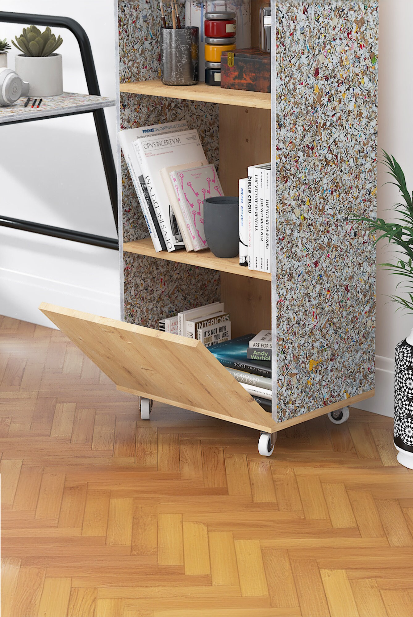 WHEELED BOOKSHELF | Rolling Bookcase | Mevs Bookshelf | Minimalist ...