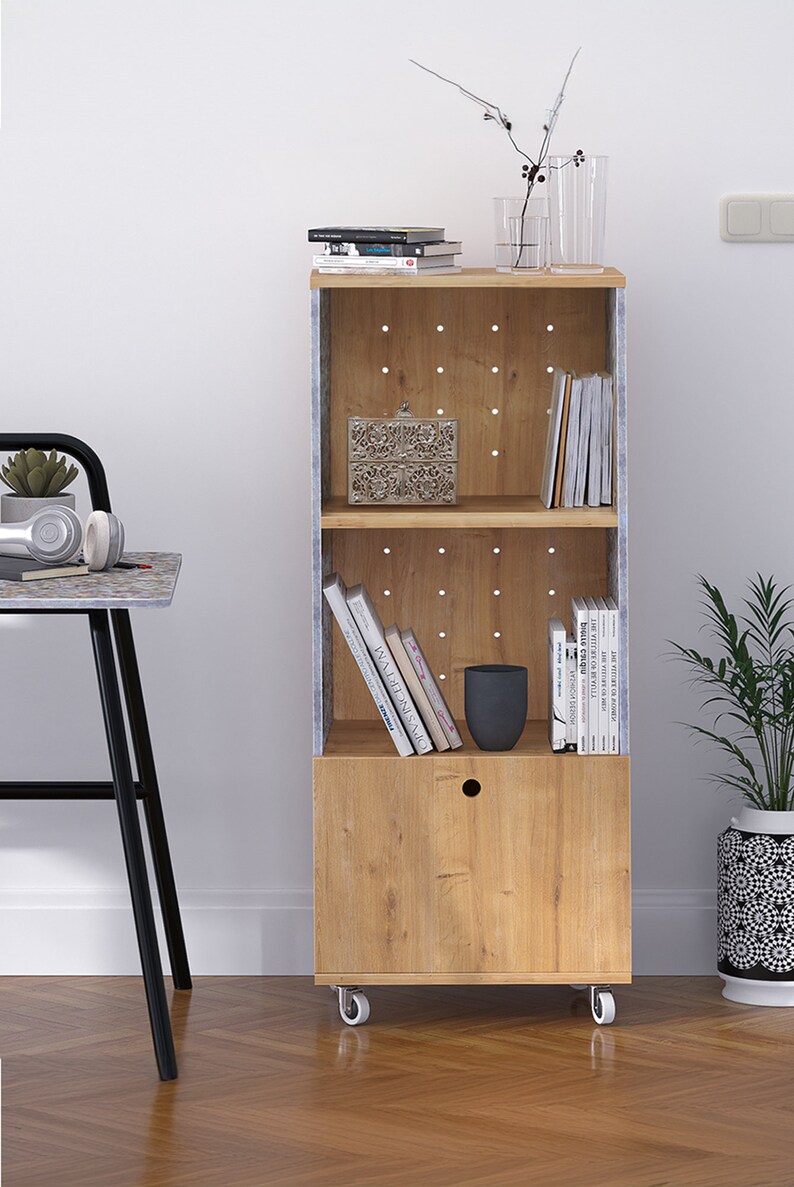 WHEELED BOOKSHELF Rolling Bookcase Mevs Bookshelf Minimalist Bookcase ...