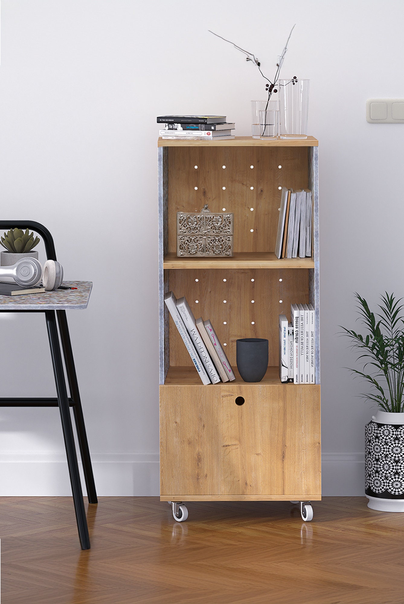 WHEELED BOOKSHELF | Rolling Bookcase | Mevs Bookshelf | Minimalist ...