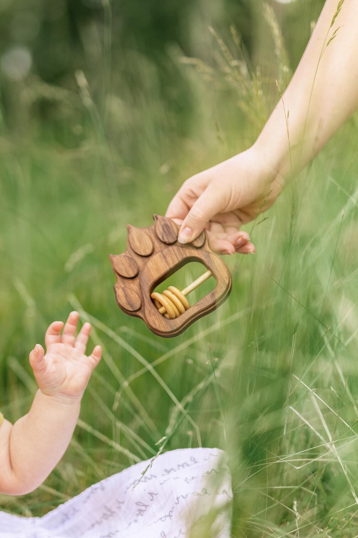 Bear Paw Wooden Rattle - Modern Wooden Bear Claw Baby Toy - Baby Gift ...