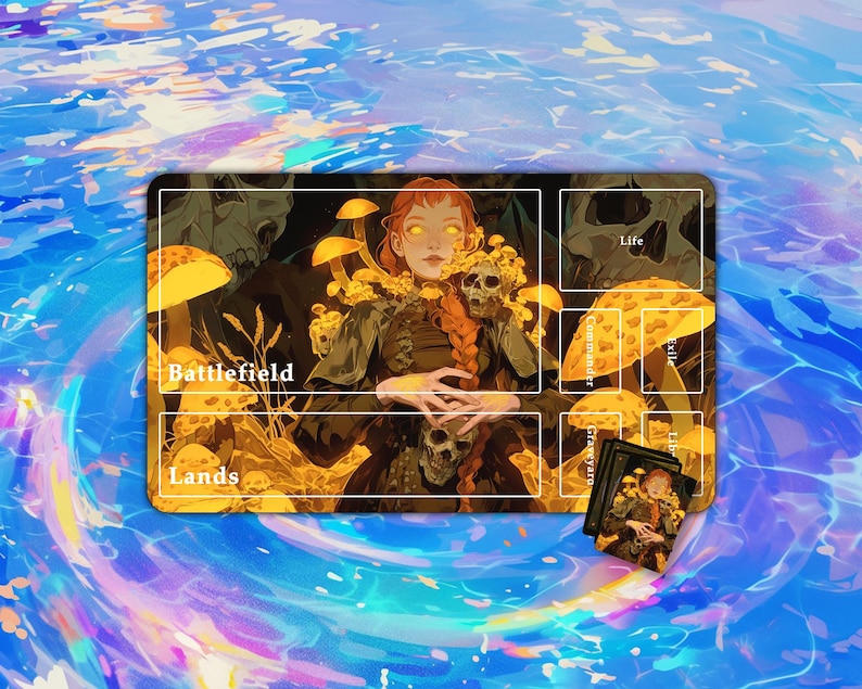 TCG Playmat | Mushroom Witch Skull Art Playmat | 24"x14" | MTG Playmat ...