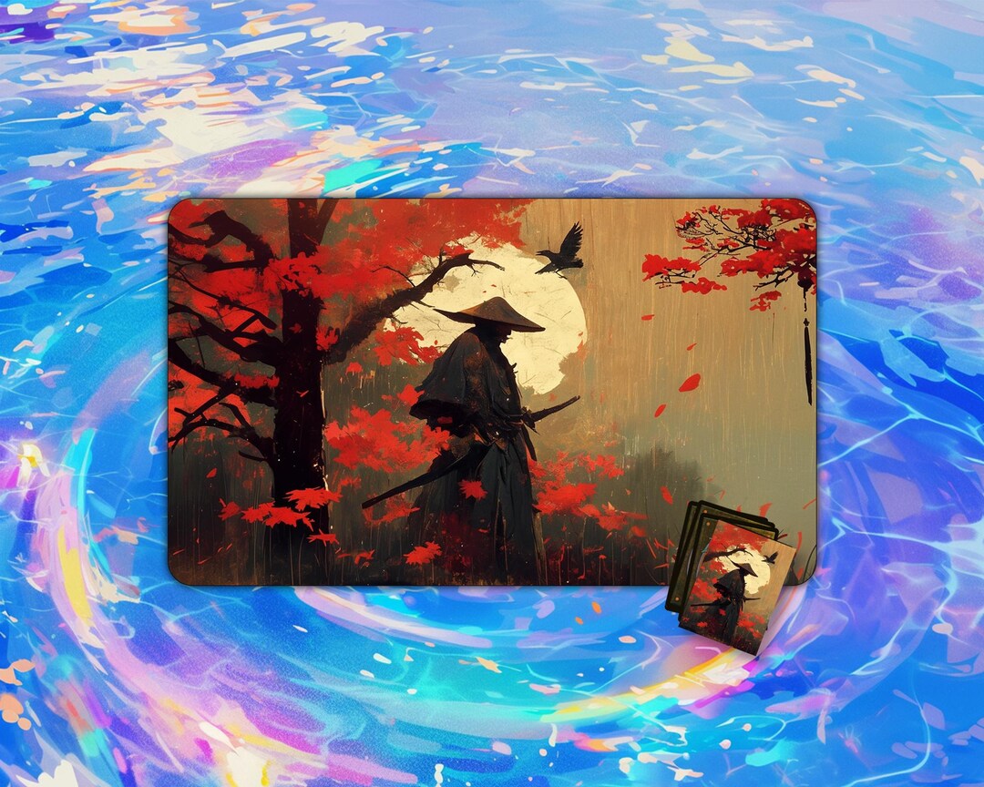 TCG Playmat | Moonlit Samurai Playmat | 24"x14" | MTG Playmat | Custom ...