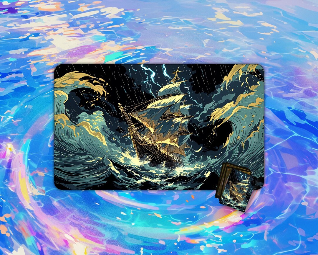 TCG Playmat | Ship in Stormy Sea Playmat | 24"x14" | MTG Playmat ...