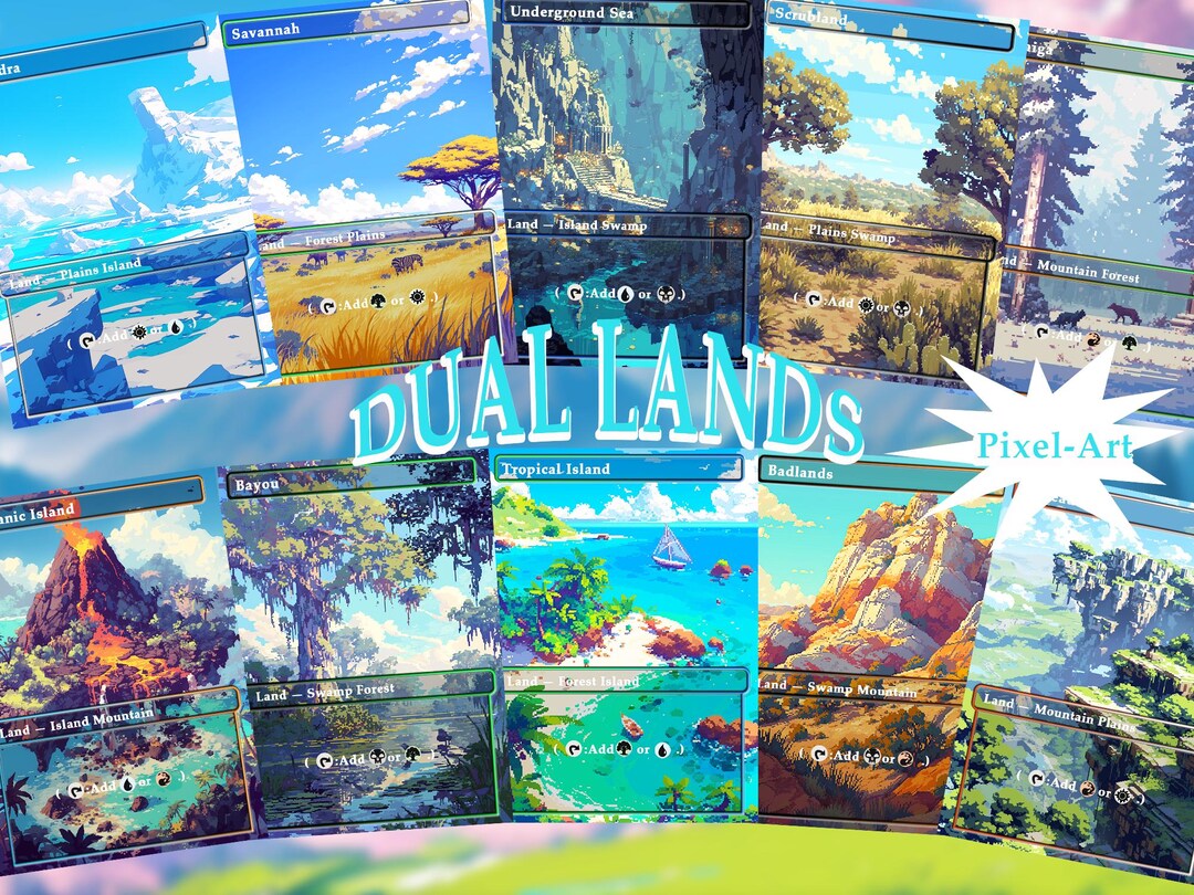 Dual Land Pack (10+ Cards) Pixel-art Lands Set of 10+ Unique Borderless ...