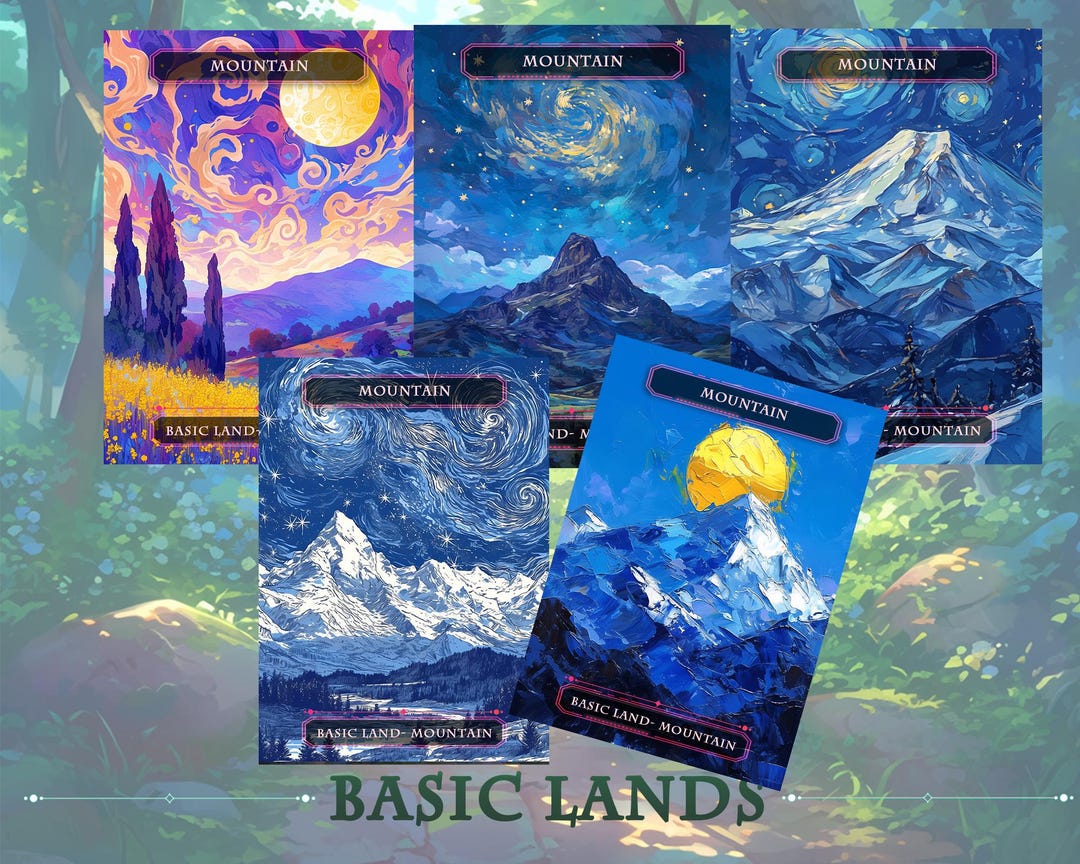 10 Van Gogh Style Basic Lands. Custom Art Proxies , TCG Collectible ...
