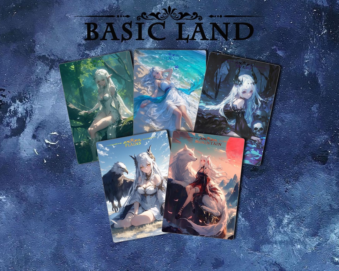 5 Basic Lands MTG PROXY Anime Waifu for Magic the Gathering Decks ...