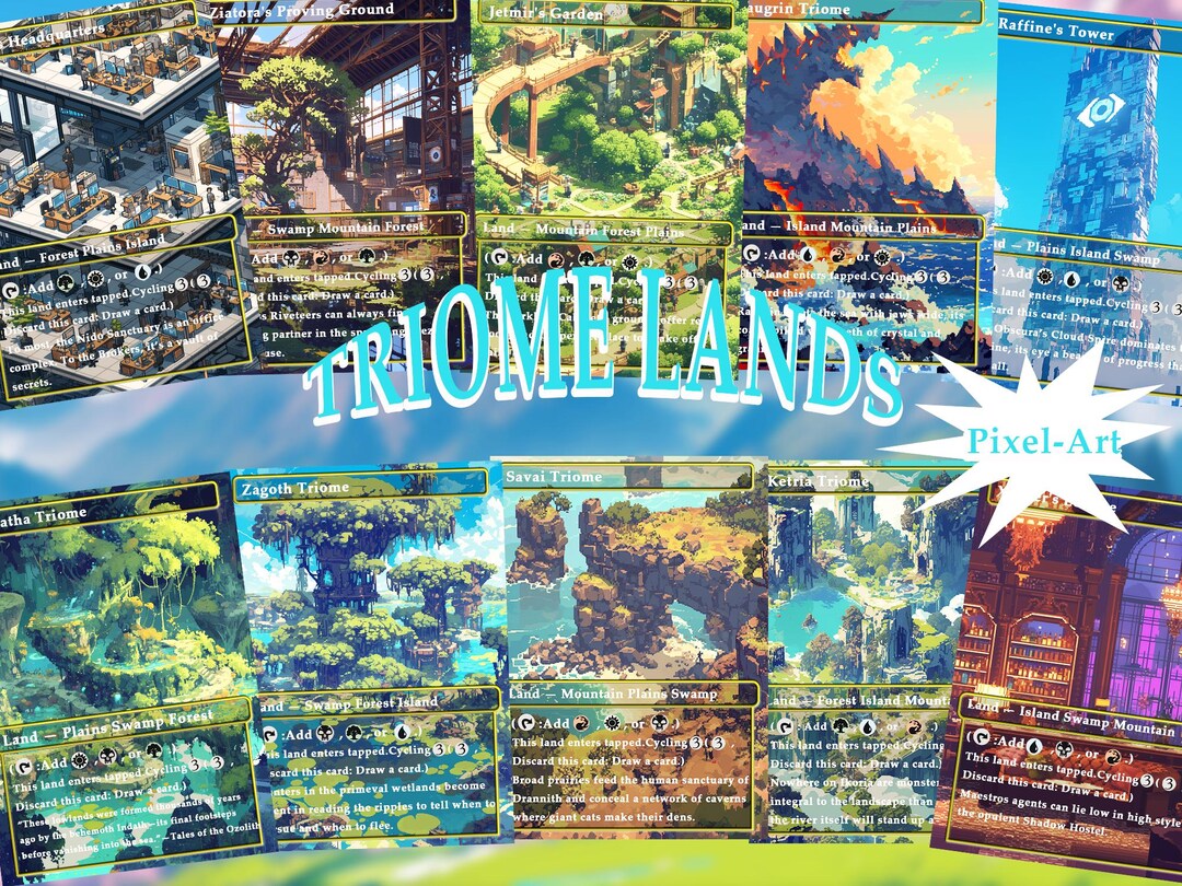 Triome Land Pack (10+ Cards) Pixel-art Lands Set of 10+ Unique ...