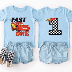 Fast One Cars Birthday Shirt, Fast One Lightning Mcqueen, First ...