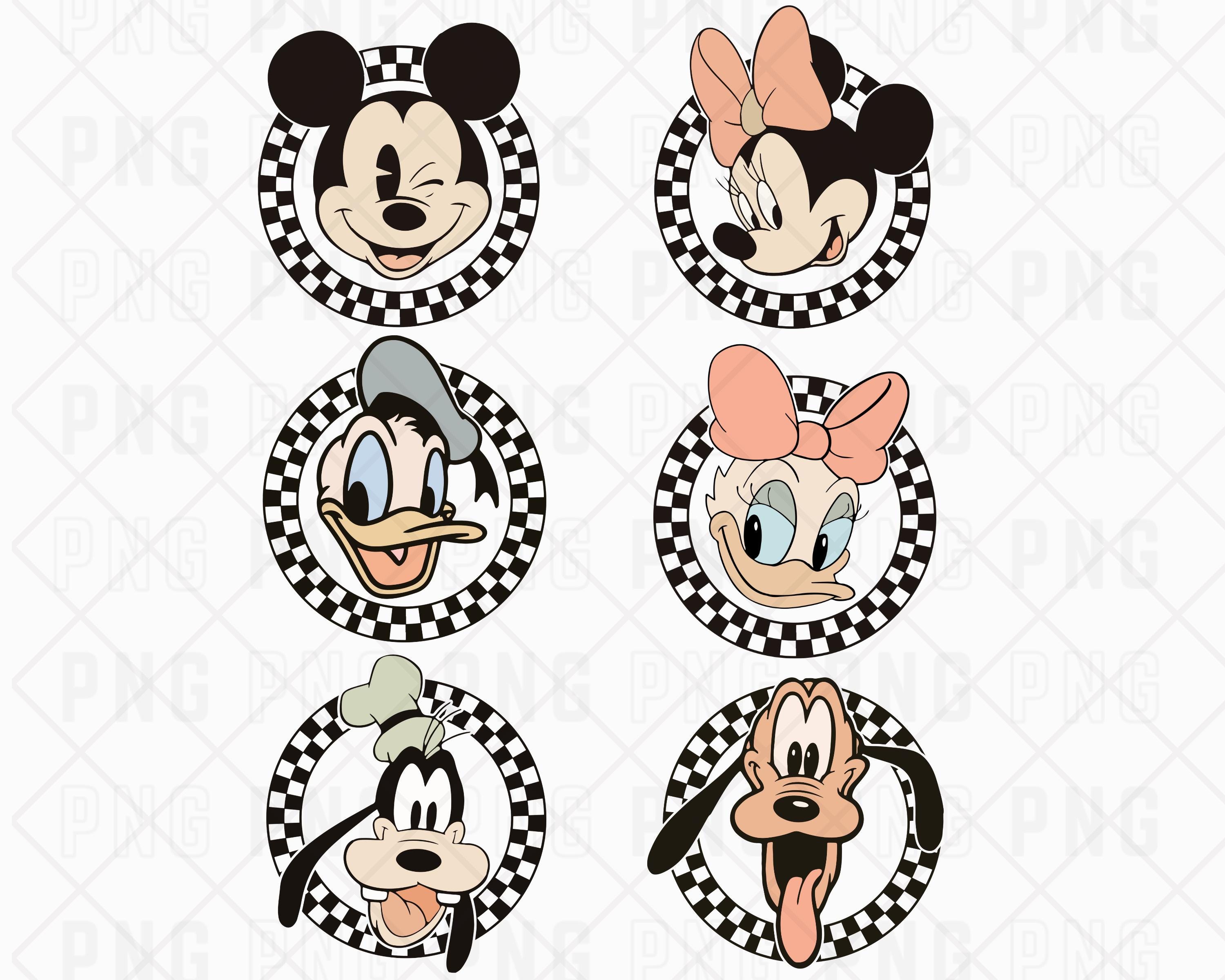 Retro Mickey and Friends Checkered Circles, Disney Digital File ...