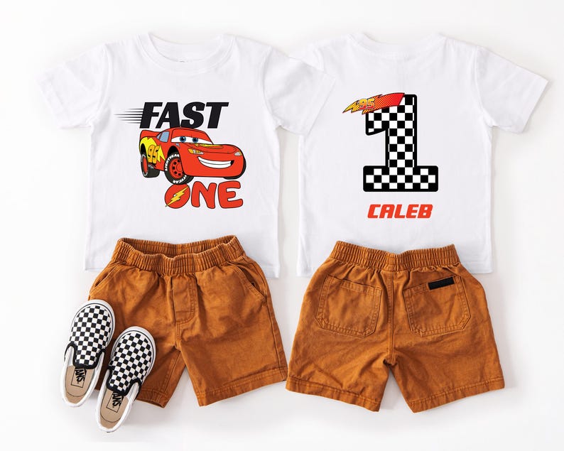 Fast One Cars Birthday Shirt, Fast One Lightning Mcqueen, First ...