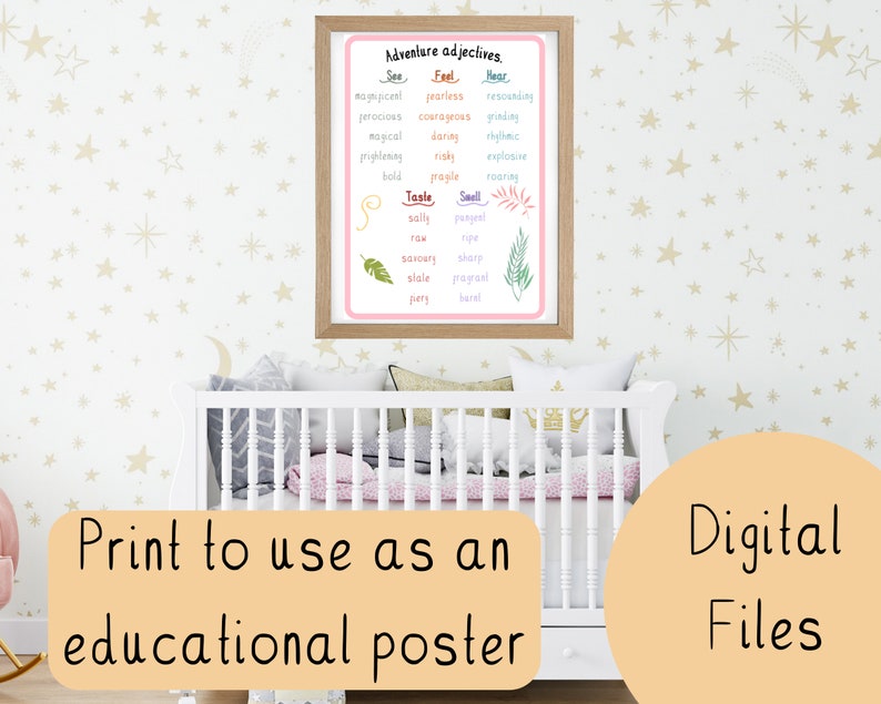 Set of 3 Educational Posters Children Adjectives Home School Classroom ...