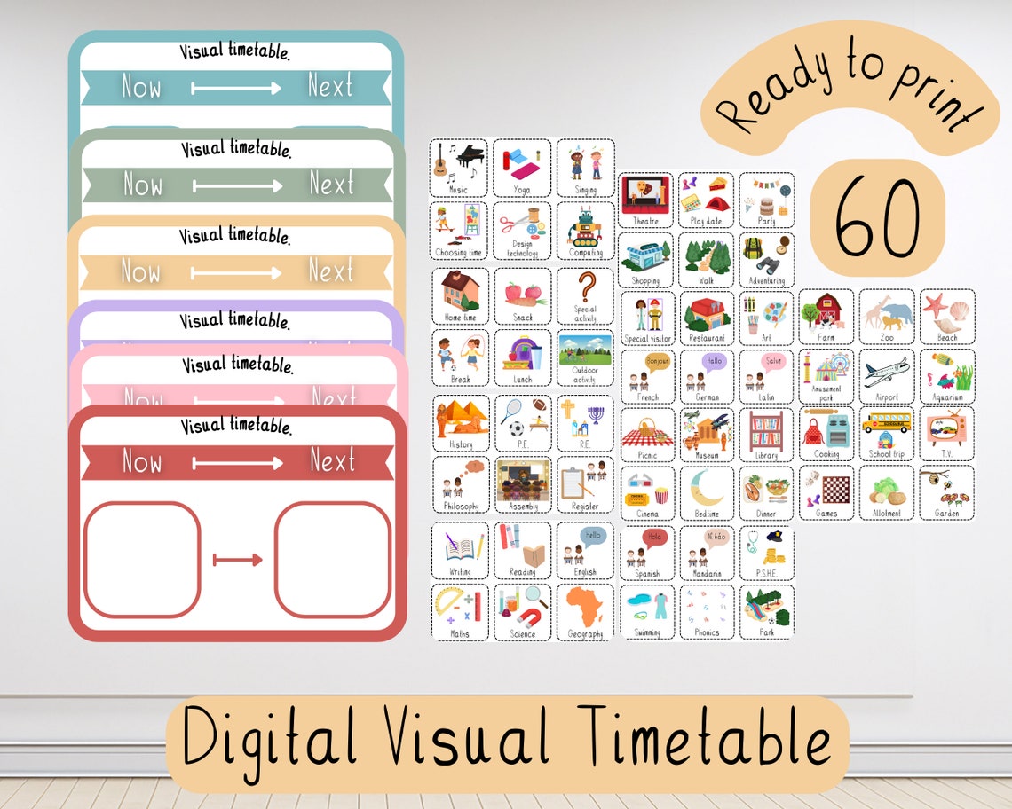 Editable Visual Timetable Now and Next Children Home School Classroom ...
