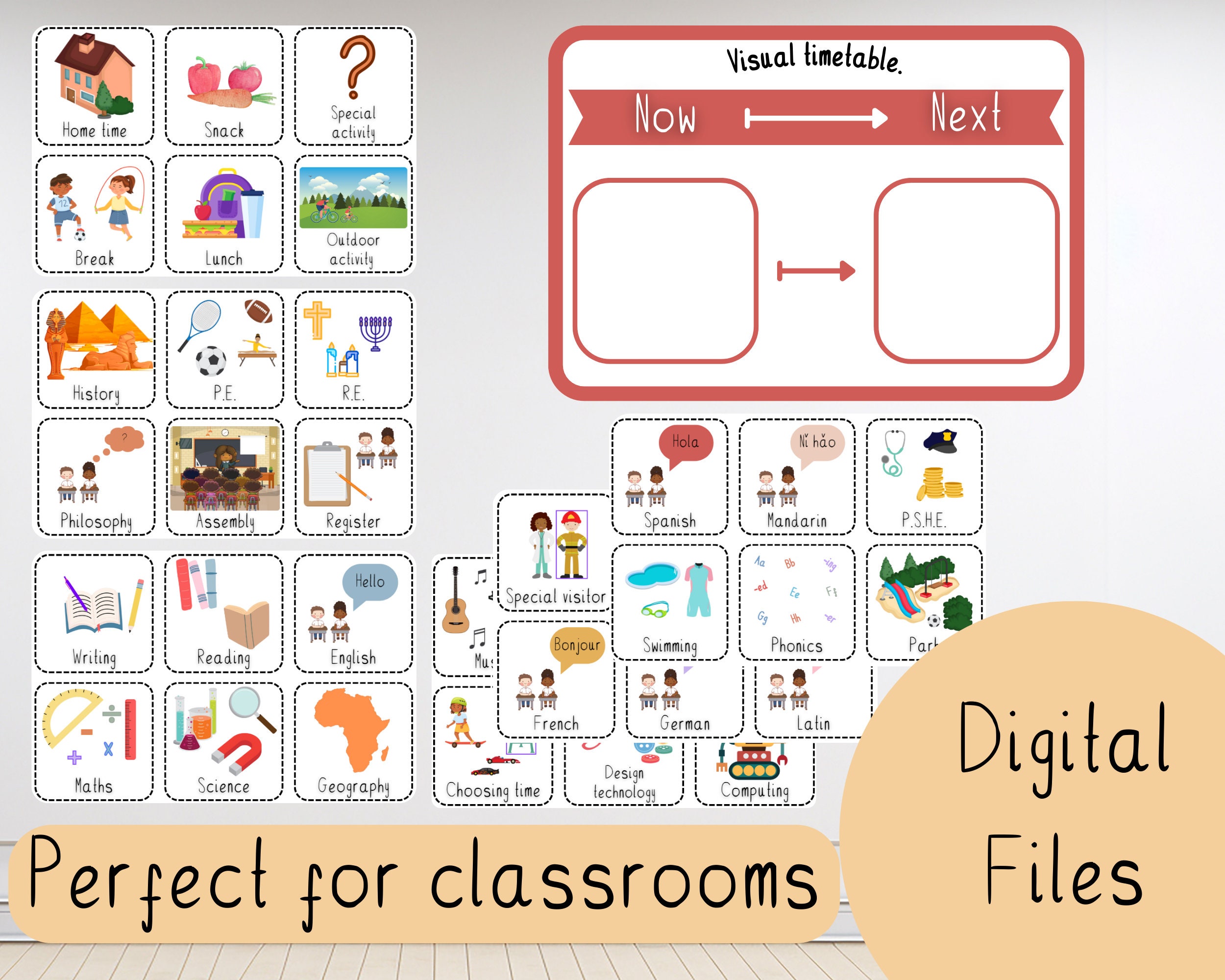 Editable Visual Timetable Now and Next Children Home School Classroom ...