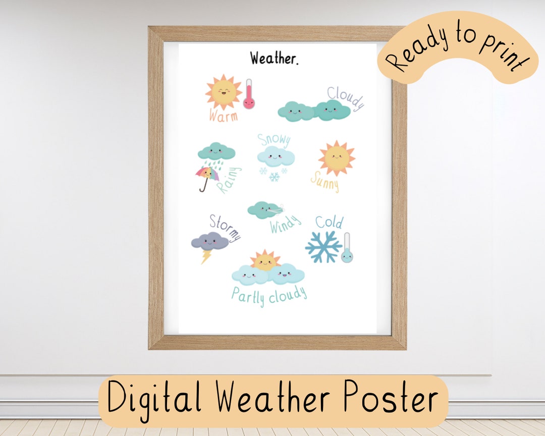 Home School Educational Weather Poster for Children Ready to Print - Etsy