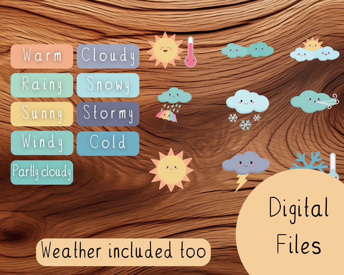 Colourful Kids Calendar Days Months Weather Home School Ready to Print ...