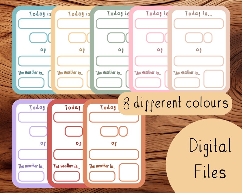 Colourful Kids Calendar Days Months Weather Home School Ready to Print ...