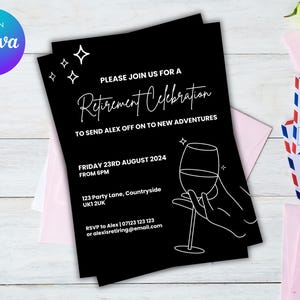 Retirement Party Invitation, Black & White, Fun Retirement Celebration ...