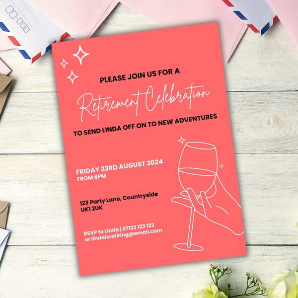 Retirement Party Invitation, Black & White, Fun Retirement Celebration ...
