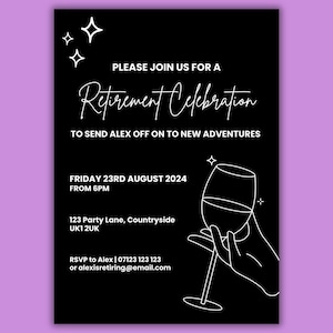 Retirement Party Invitation, Black & White, Fun Retirement Celebration ...