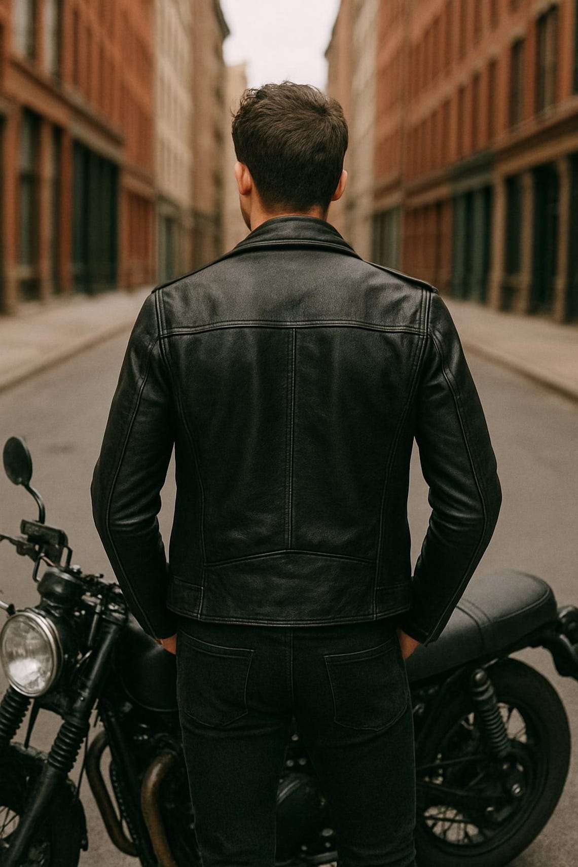 Handmade Men's Biker Leather Jacket, Vintage Men Cafe Racer Style ...