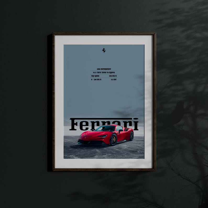 Ferrari SF90 Stradale Poster Hypercar Wall Art Modern Car Print Perfect ...
